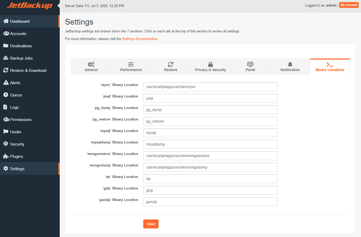 Settings | JetBackup