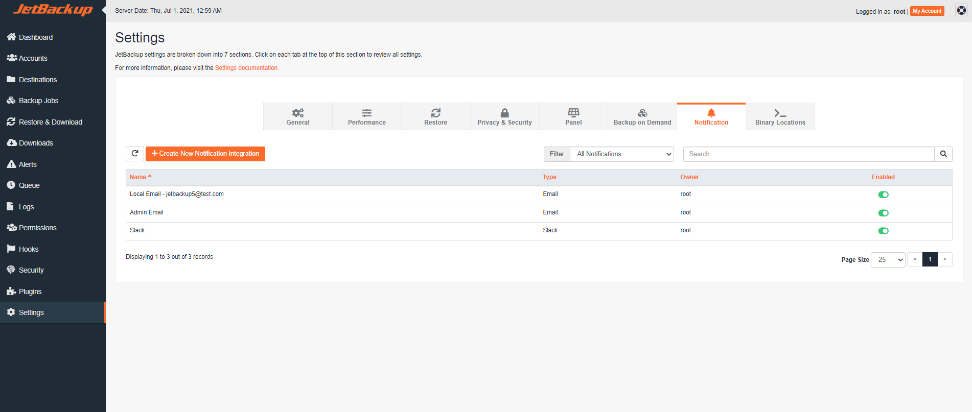 Settings | JetBackup