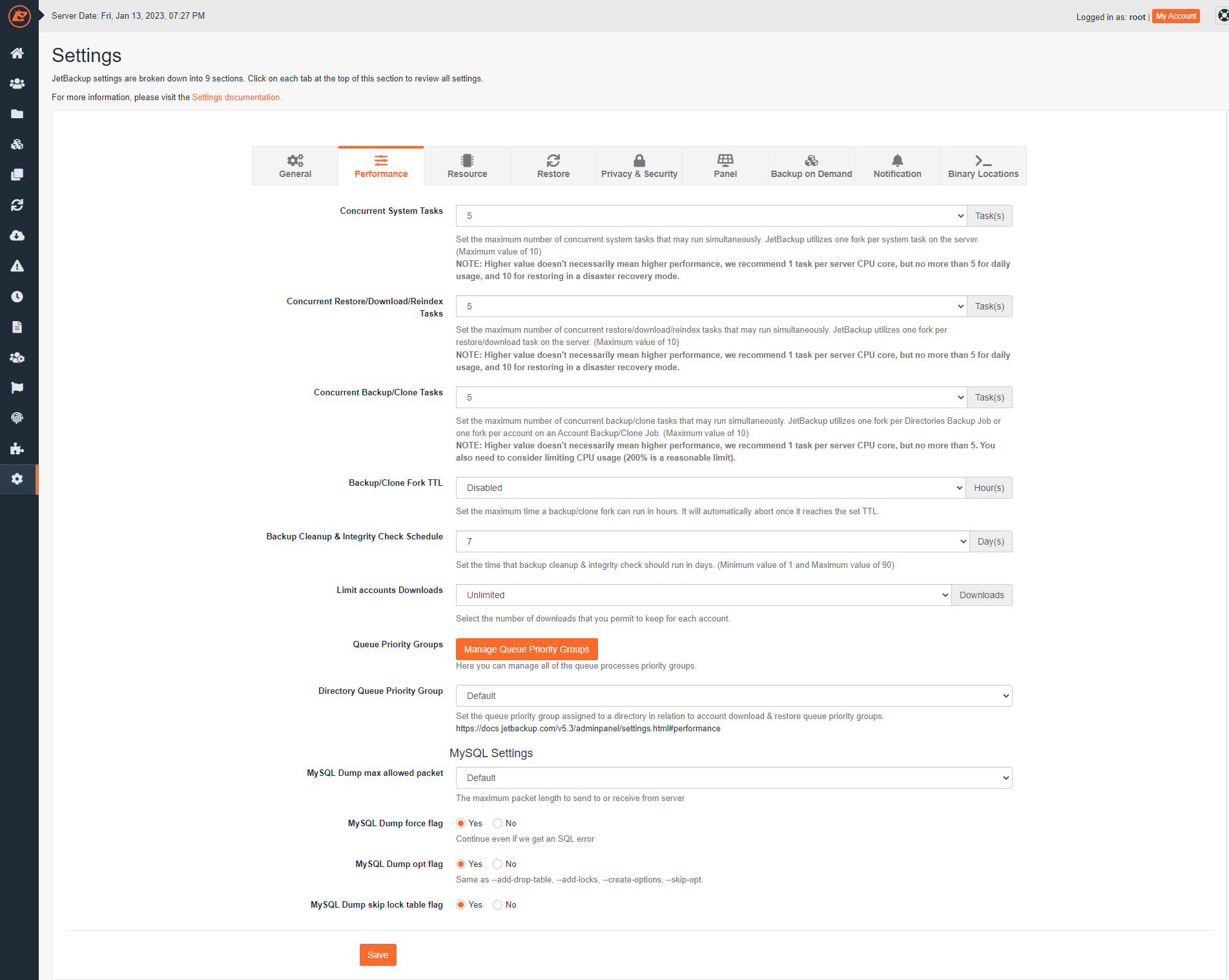 Settings | JetBackup